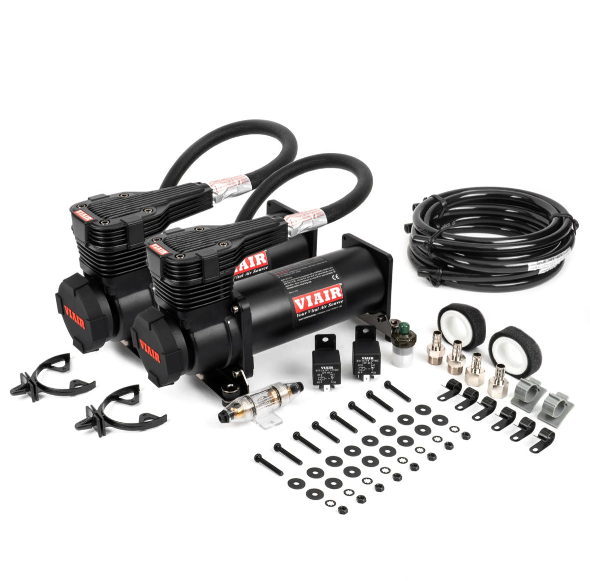 (VIAIR DUAL 485C AIR COMPRESSOR KIT - GEN 2 W/ Relay Kit & Wiring